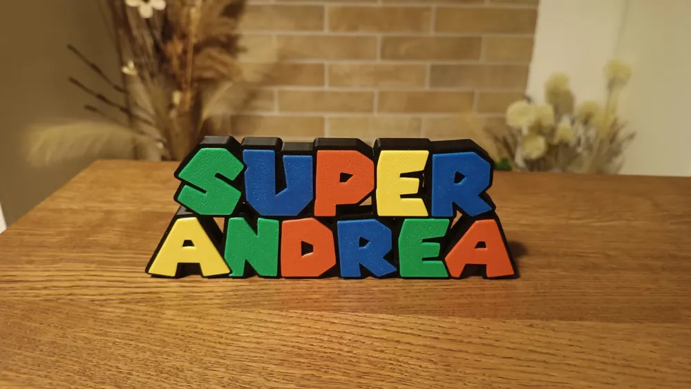 Arte decorativa 3D personalizzabile con nome Super Mario da Fabbiotto ...