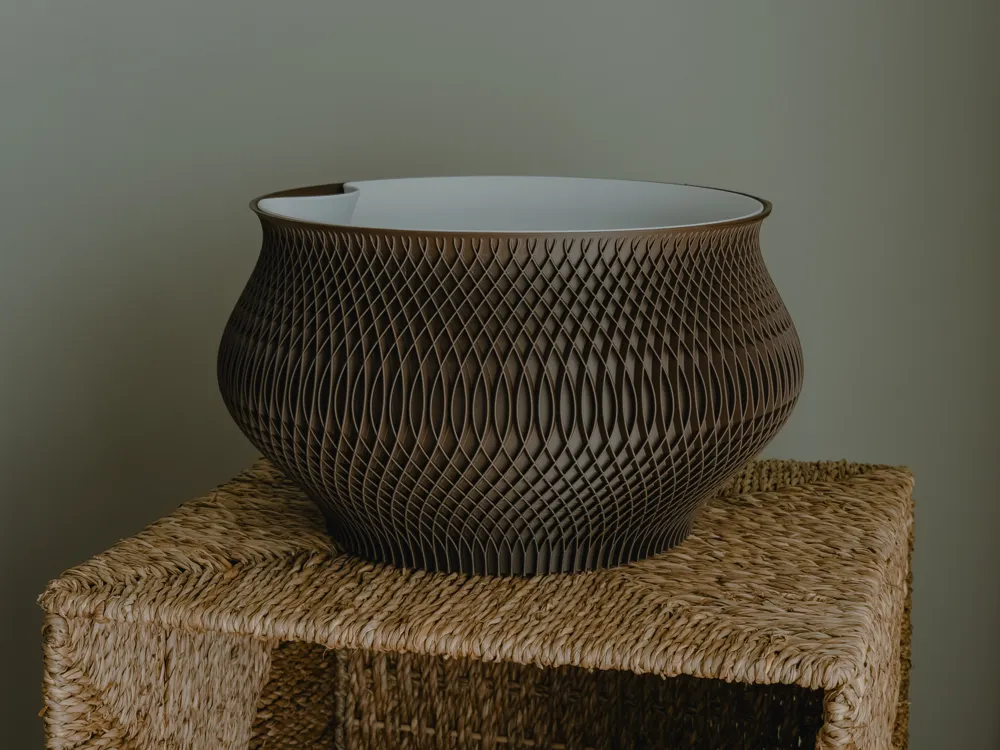 Modern Woven-Texture Plant Pot - Free 3D Print Model - MakerWorld