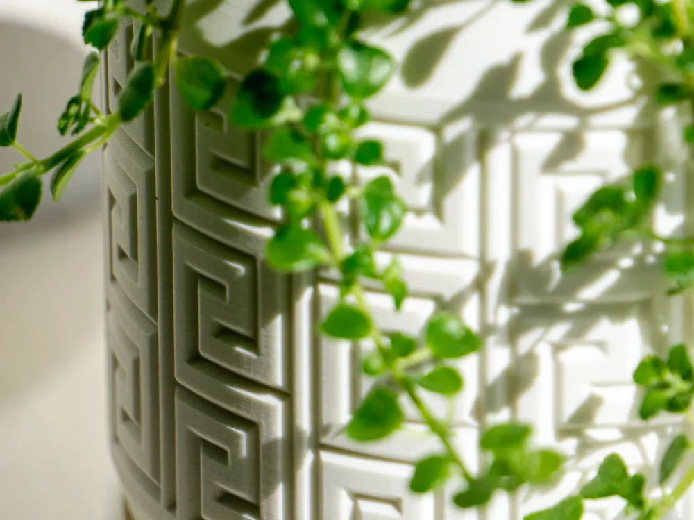 Aztec Pattern Debossed Planter Pot, with Drainage Holes, Drip Tray by ...