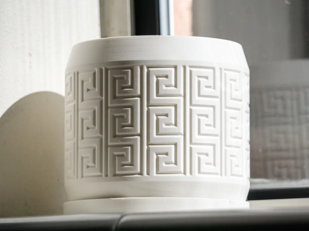 Aztec Pattern Debossed Planter Pot, with Drainage Holes, Drip Tray ...