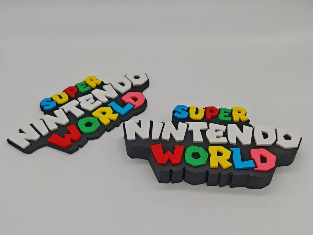 Super Mario Sign/Logo (NO AMS/AMS) - Free 3D Print Model - MakerWorld