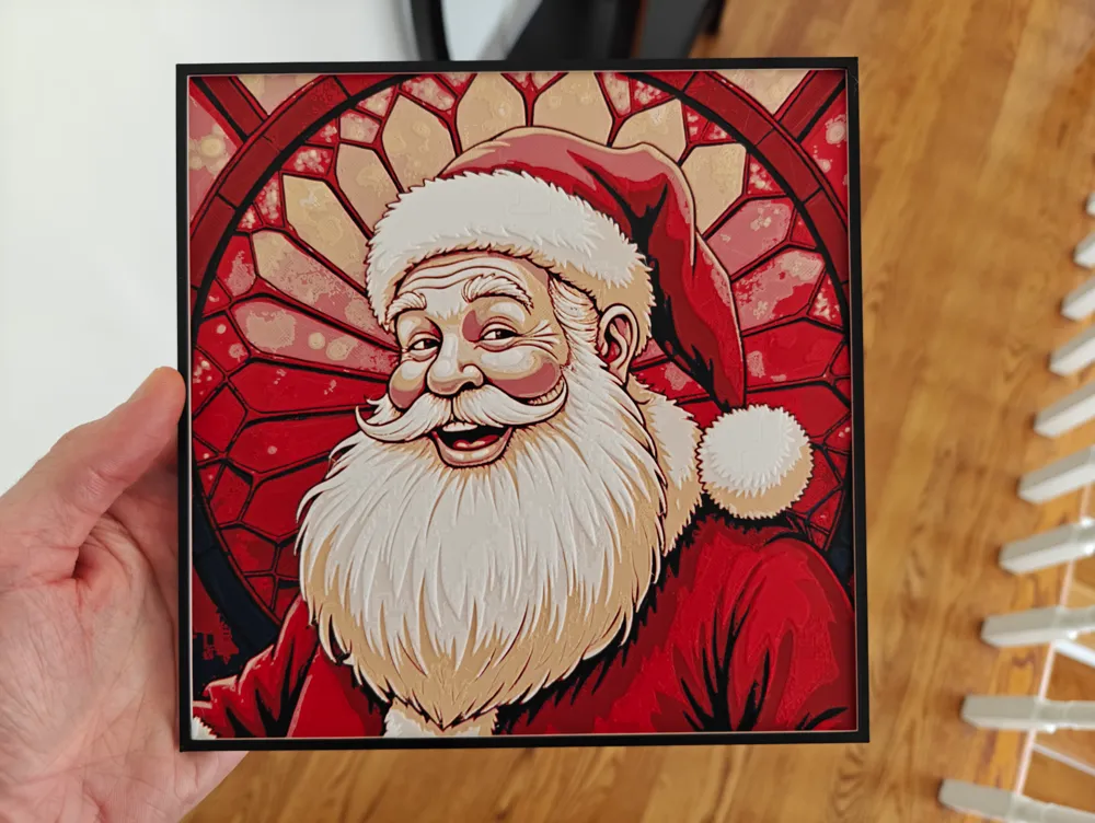 Stained Glass Santa Portrait by 0atz MakerWorld: Download Free 3D Models