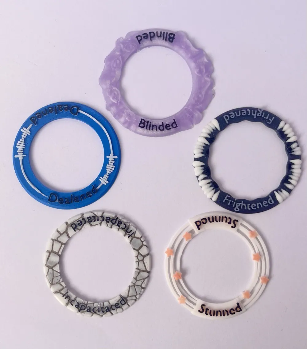 Stylized D&D Condition Rings - Volume 02 - Free 3D Print Model - MakerWorld