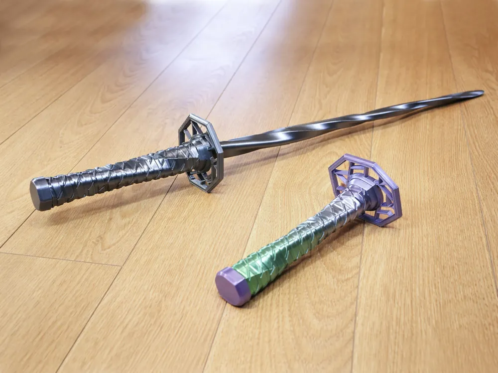 Metal Twisted Katana (print in place) - Free 3D Print Model - MakerWorld