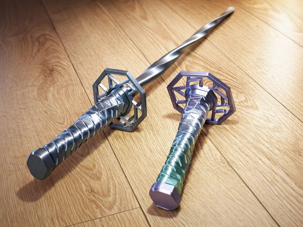 Metal Twisted Katana (print in place) - Free 3D Print Model - MakerWorld