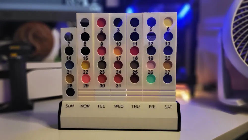 Bambu Lab Swatch Calendar 4 in a Row Game by reptilebeats - MakerWorld