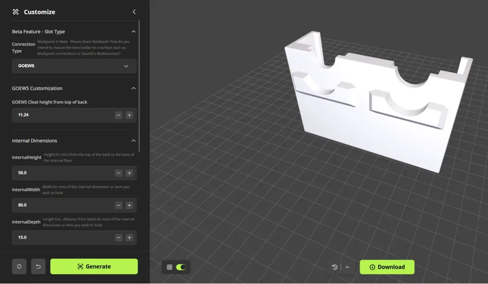 Customizable "Hold anything" item holder for GOEWS - Free 3D Print ...