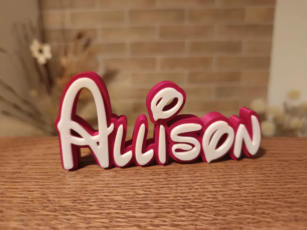 Allison Disney Name Sign Decora Room child Birth - Free 3D Print Model ...