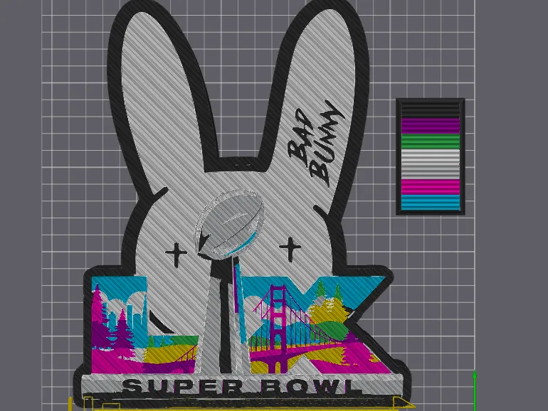 Bad Bunny 超级碗 灯箱 - 免费 3D 打印模型 - MakerWorld
