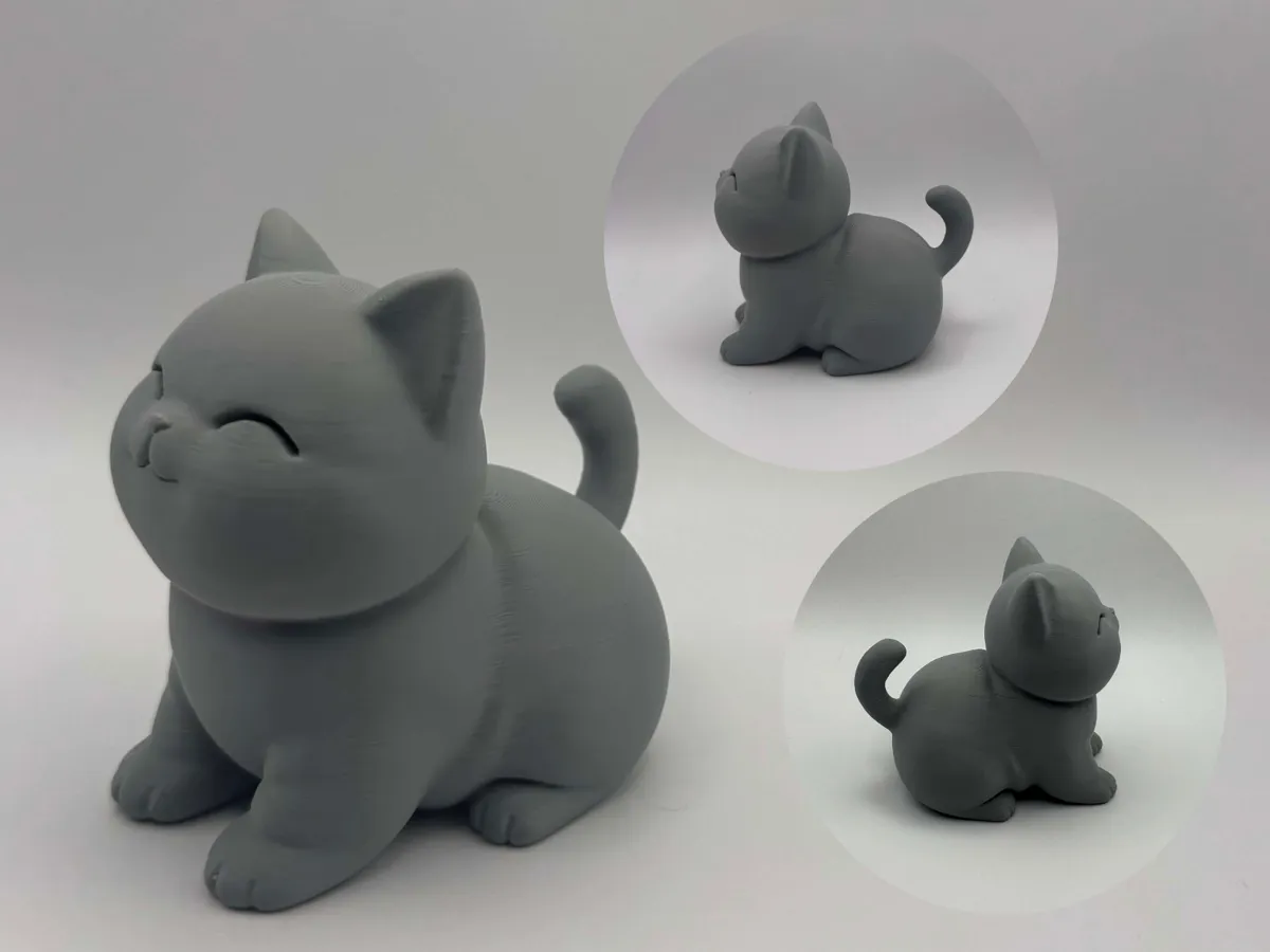 Smiley Sitting Cat – cute calm kitty - Free 3D Print Model - MakerWorld
