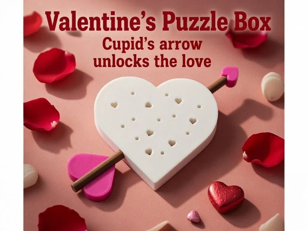 Easy Valentines Day Puzzle Gift Box - Free 3D Print Model - MakerWorld