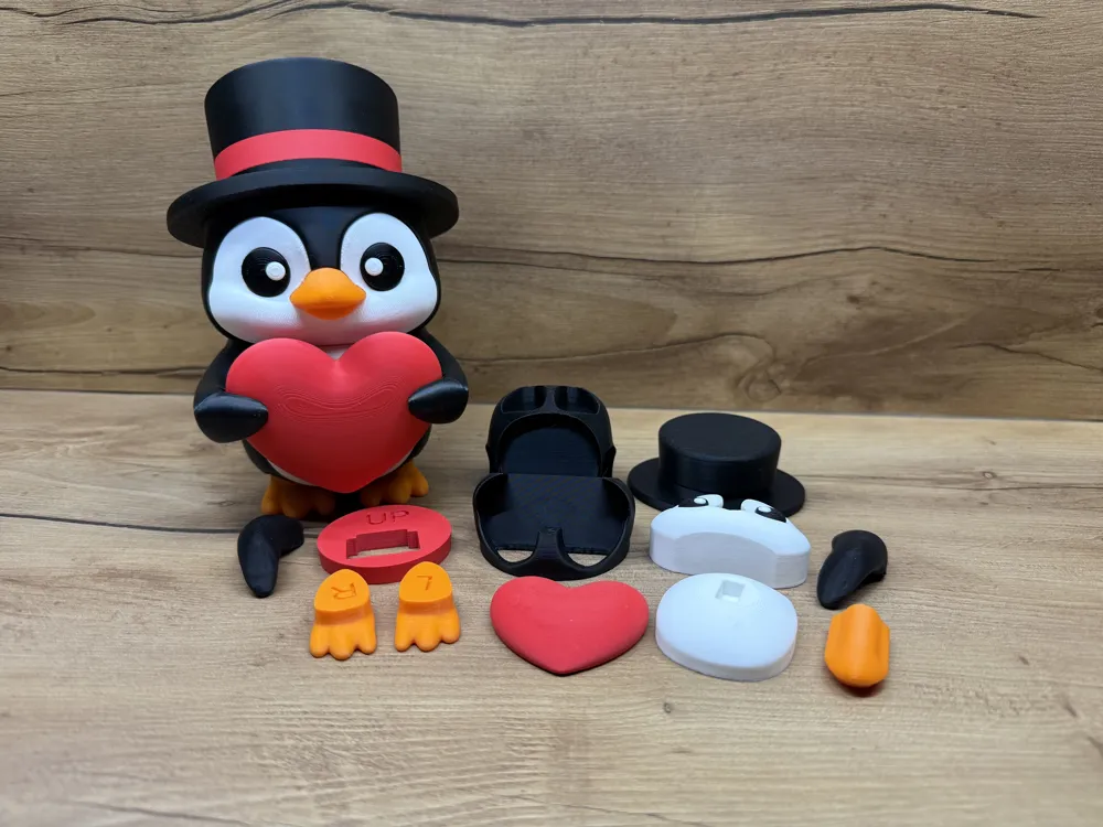 Valentine's Day Penguin multipart no AMS - Free 3D Print Model - MakerWorld