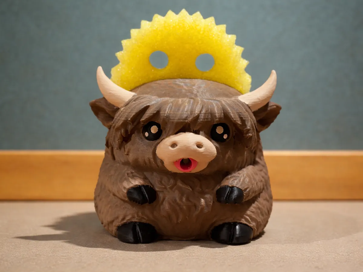 Scrubb Daddy Highland Cow Holder with drainage - Free 3D Print Model ...