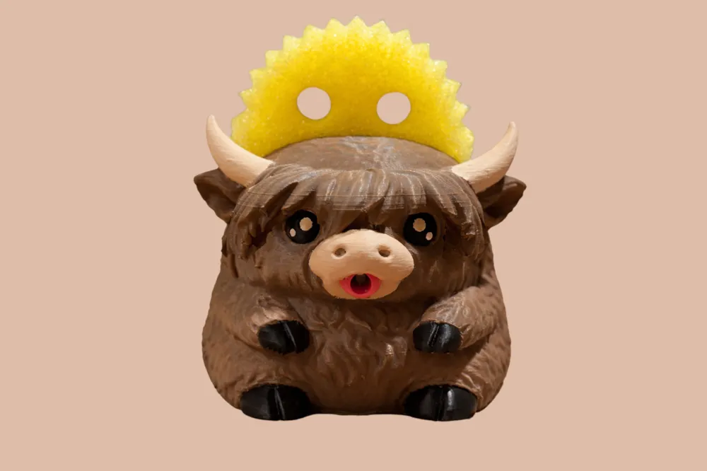 Scrubb Daddy Highland Cow Holder with drainage - Free 3D Print Model ...