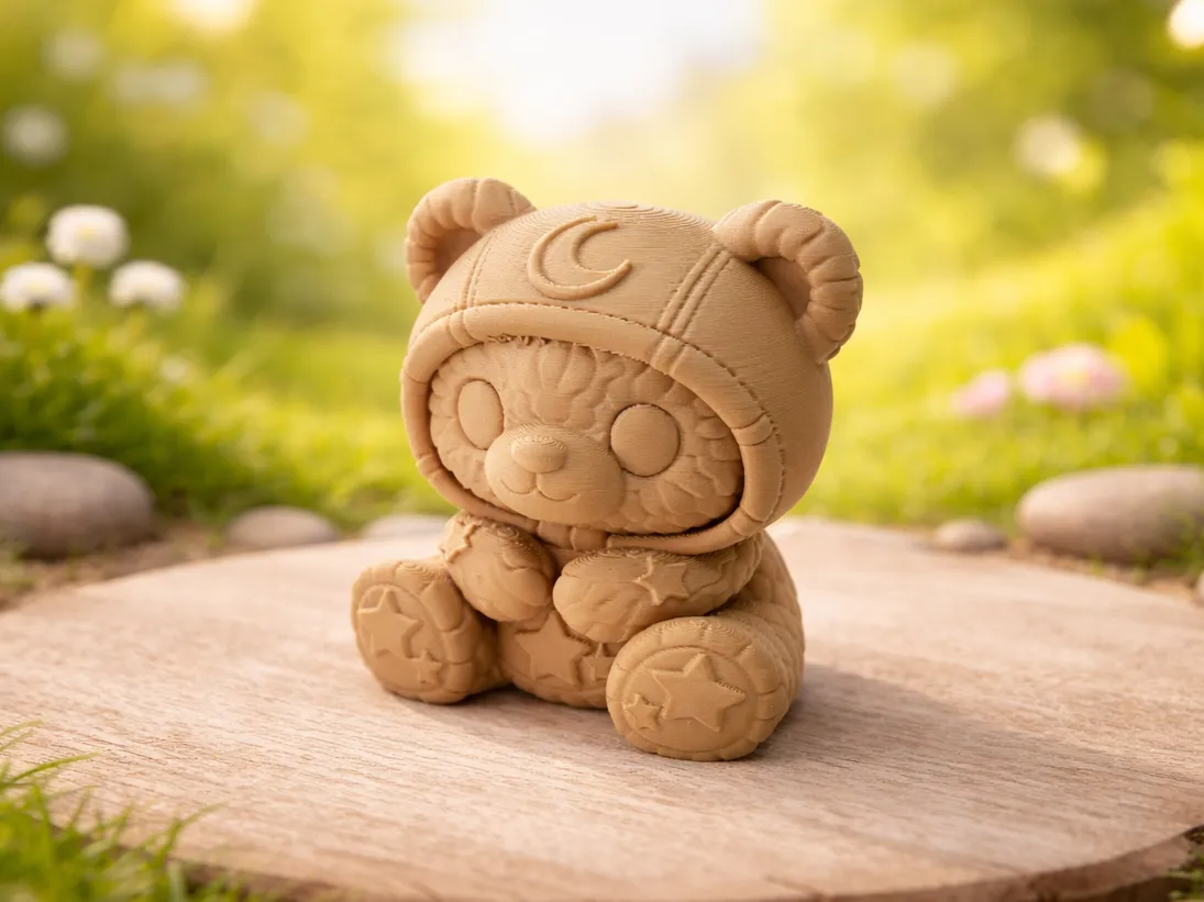 Star Bear Moon Cap Kawaii Decorative Figure - Free 3D Print Model ...