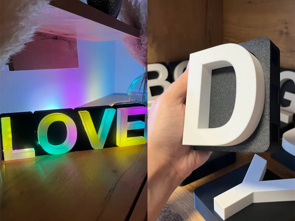 Letra 3D «D» – modular, compatible con LED y serie A–Z por LetHimPrint ...