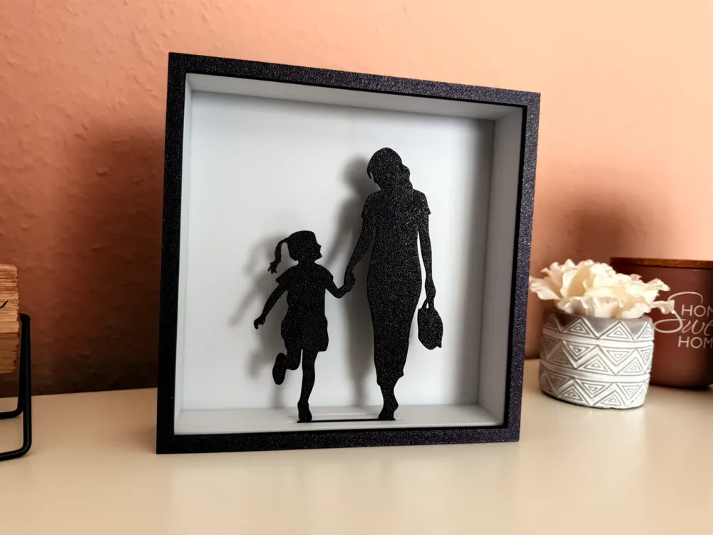 Family Silhouette Shadow Box - Free 3D Print Model - MakerWorld