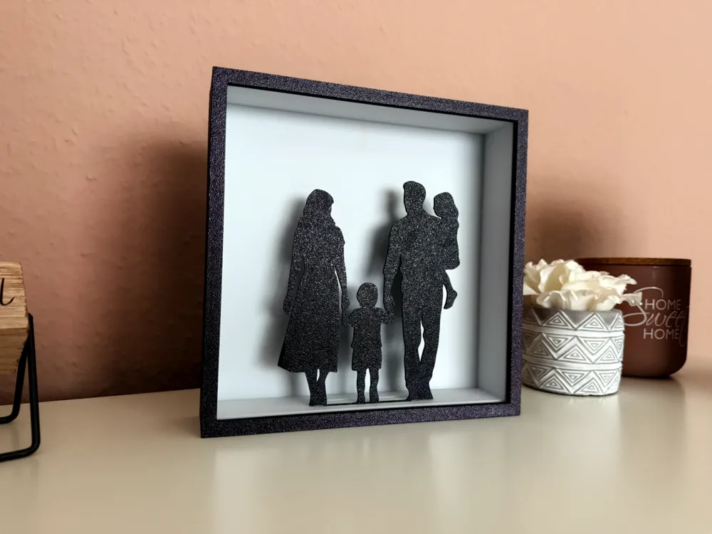 Family Silhouette Shadow Box - Free 3D Print Model - MakerWorld