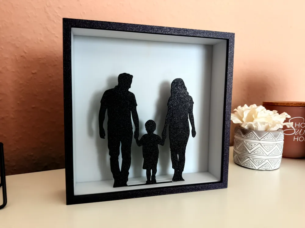 Family Silhouette Shadow Box - Free 3D Print Model - MakerWorld