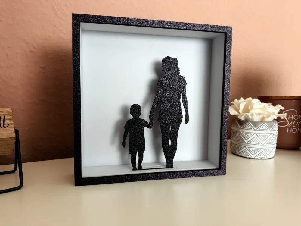 Family Silhouette Shadow Box - Free 3D Print Model - MakerWorld