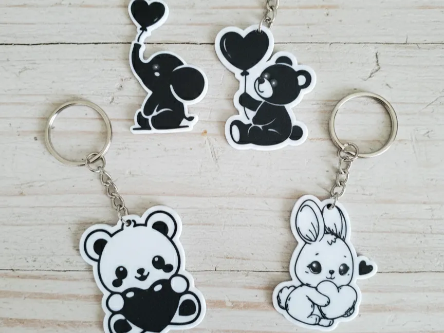 Sweet Heart Animal Keychains – Cute & Compact! - Free 3D Print Model - MakerWorld