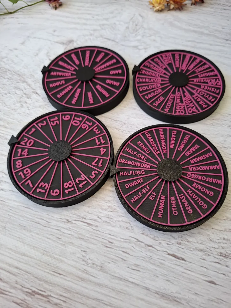 D&D Character Creation Spinner Set | D20 Wheel - Free 3D Print Model ...
