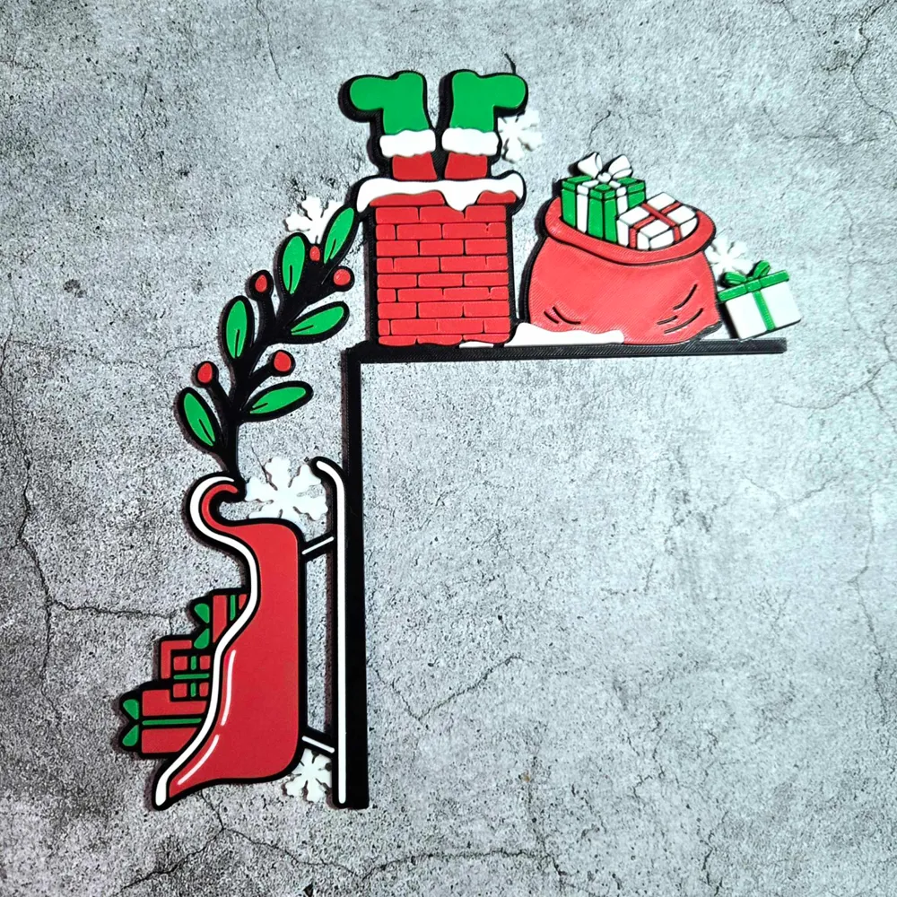 Santa Sleigh Christmas Door Corner - Free 3D Print Model - MakerWorld