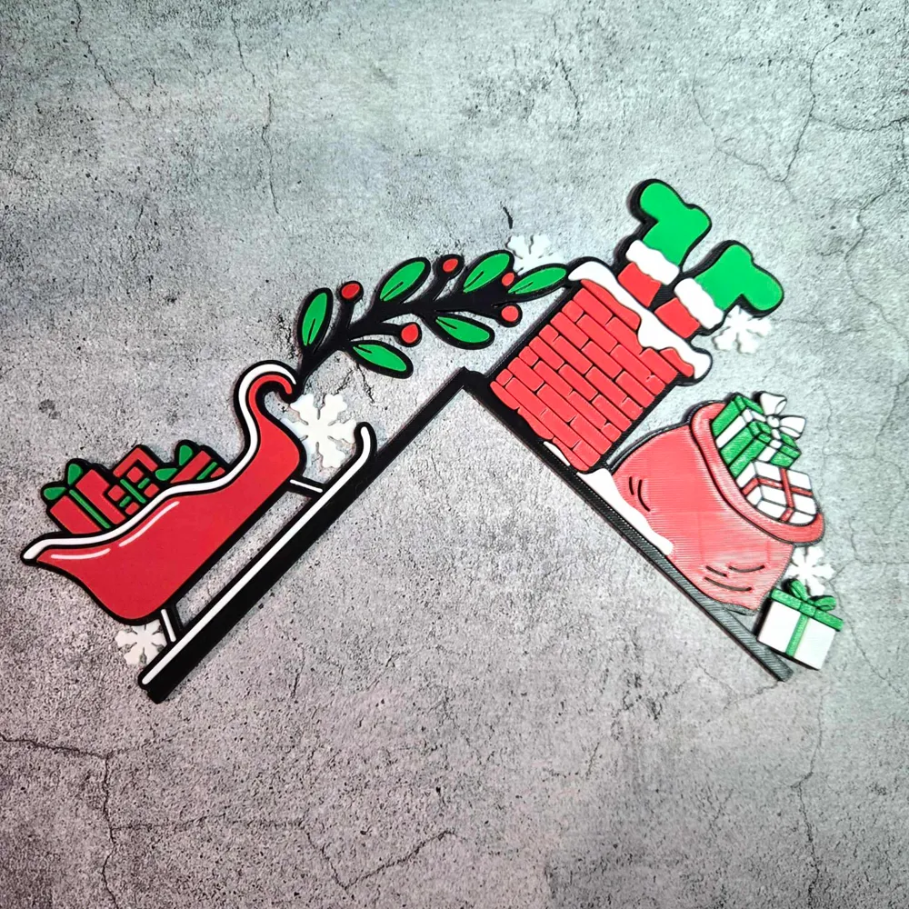 Santa Sleigh Christmas Door Corner by Jaggeredknife - MakerWorld