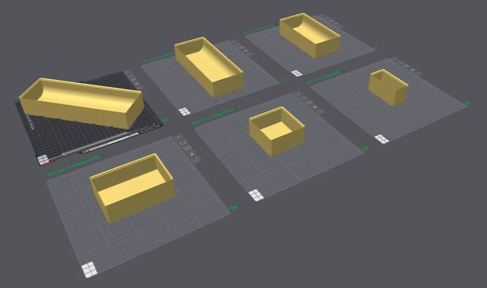 Gridfinity Bin 2x1 to 2x6 6U - Fingerslide Magnets Remixed by ZOVAX MakerWorld: Download Free 3D ...