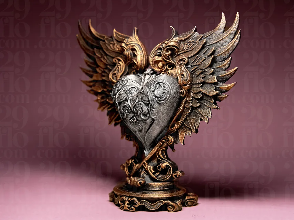 Baroque Winged Heart - Free 3D Print Model - MakerWorld