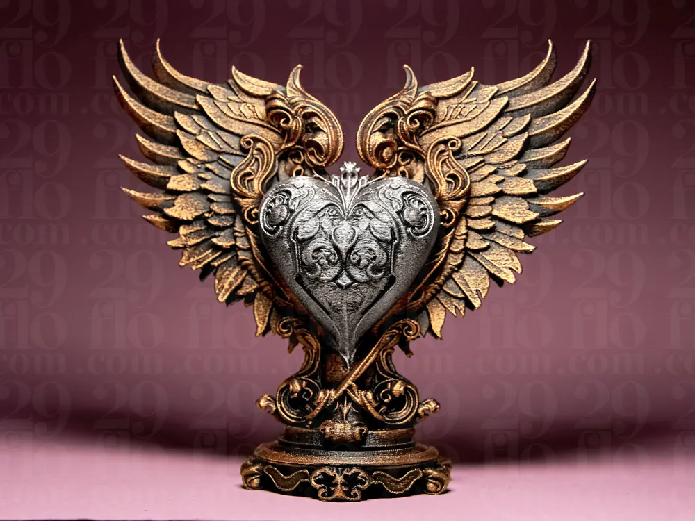 Baroque Winged Heart - Free 3D Print Model - MakerWorld