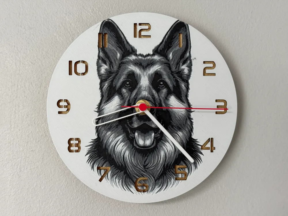 wall / desk clock German Shepard HueForge Remixed by cP3D - MakerWorld