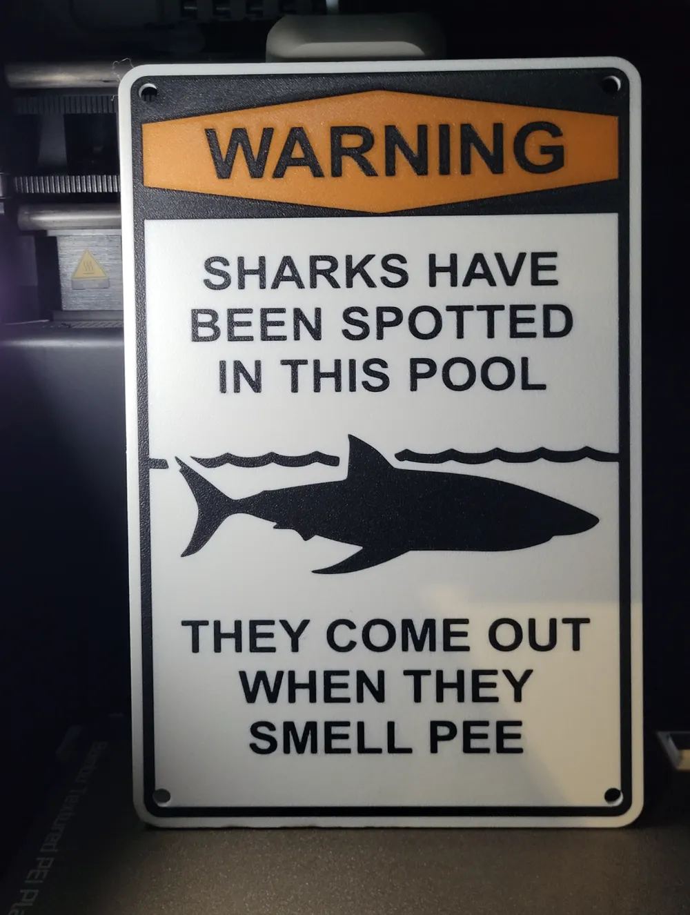 Swimming Pool Sign - Warning Pee Sharks.... by phillipjfry - MakerWorld