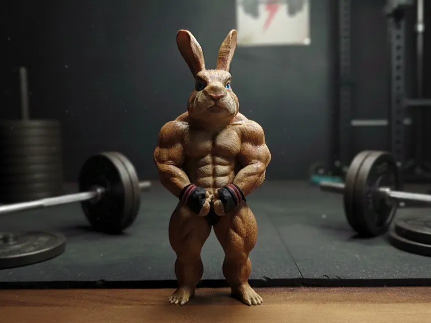 Gym Bunny – Muscular Fitness Bunny Figure - Free 3D Print Model ...