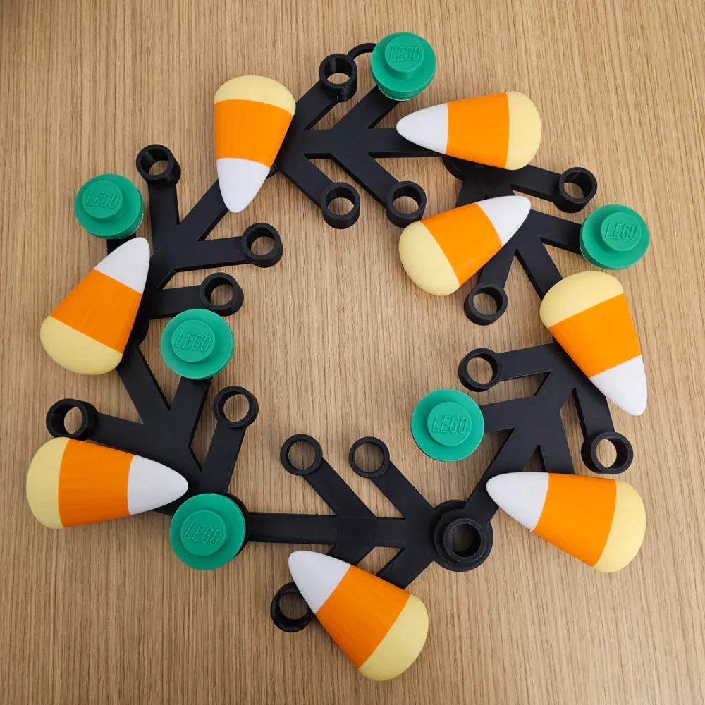 Candy Corn Brick Wreath for Halloween - Free 3D Print Model - MakerWorld