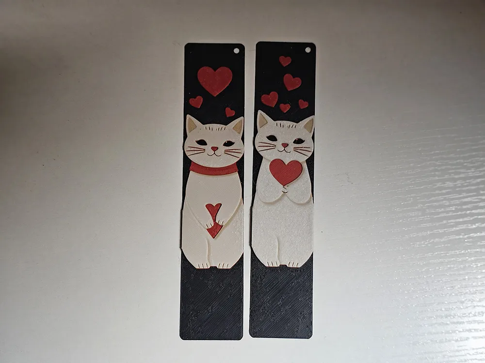 Valentine Kitty Bookmark 4 - Hueforge - 4 Colors - Free 3D Print Model ...
