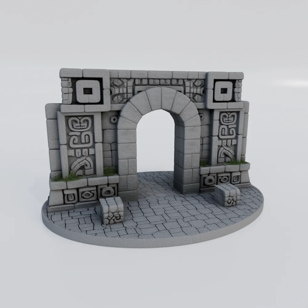 Jaguar Crest Arch Doorway | Maya Ruins Environment - Free 3D Print ...