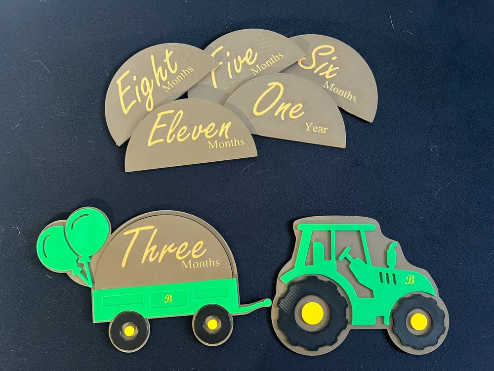 Tractor & Trailer - Baby Milestone Photo Props - Free 3D Print Model ...