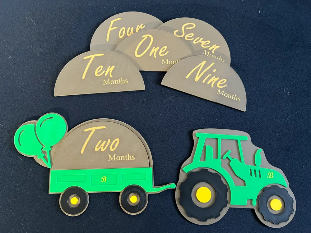 Tractor & Trailer - Baby Milestone Photo Props - Free 3D Print Model ...