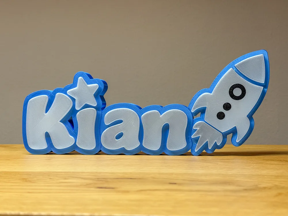 LED Name Lamp Kian with a Rocket - Free 3D Print Model - MakerWorld