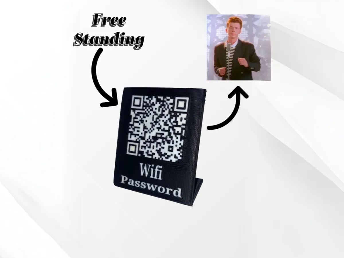 Wifi QR code (Rickroll) with a stand - Free 3D Print Model - MakerWorld