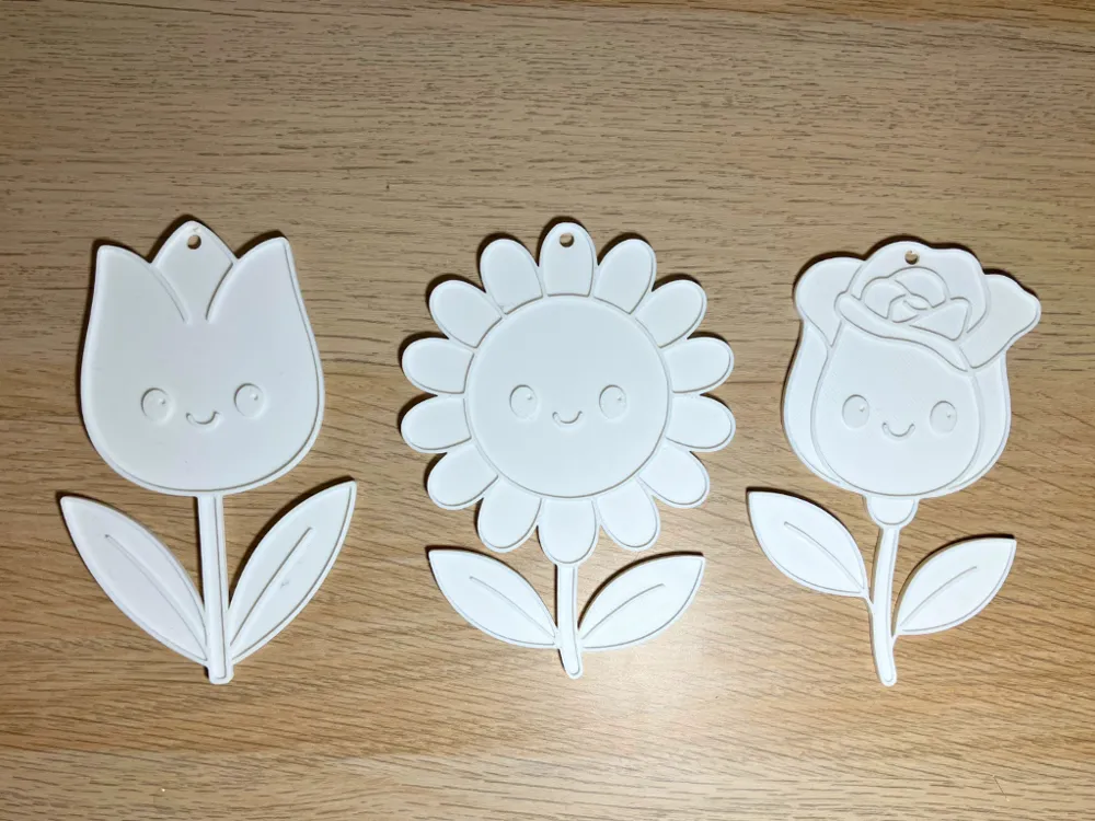 Flower Friends Colouring - Sunflower, Rose & Tulip - Free 3D Print ...