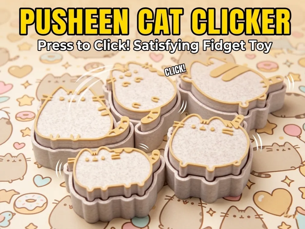 Pusheen Cat Fidget Clickers (5 Designs) - Free 3D Print Model - MakerWorld