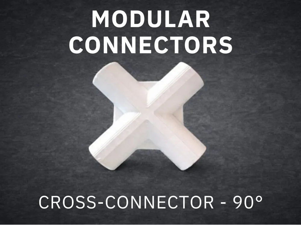 Customizable 4-Way Connector – Fixed 90° (Cross) - Free 3D Print Model ...