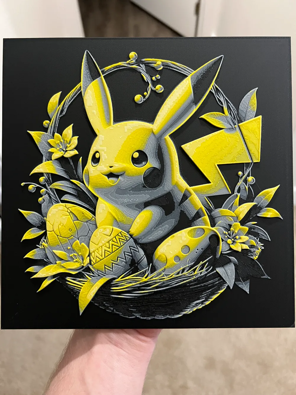 Easter Basket Pikachu Art Hueforge by RP47 - MakerWorld