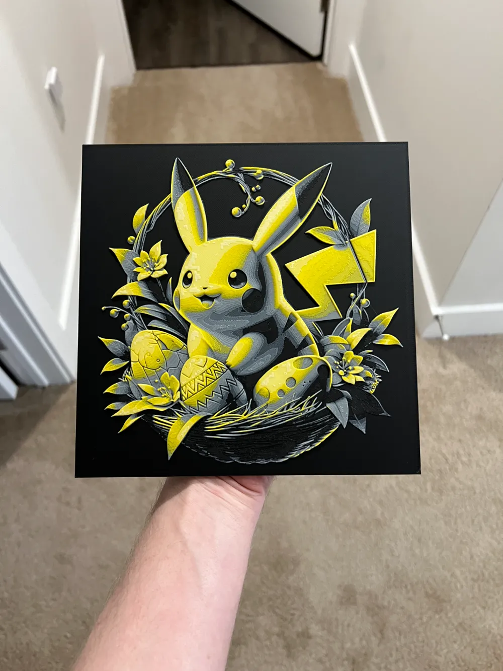Easter Basket Pikachu Art Hueforge by RP47 - MakerWorld