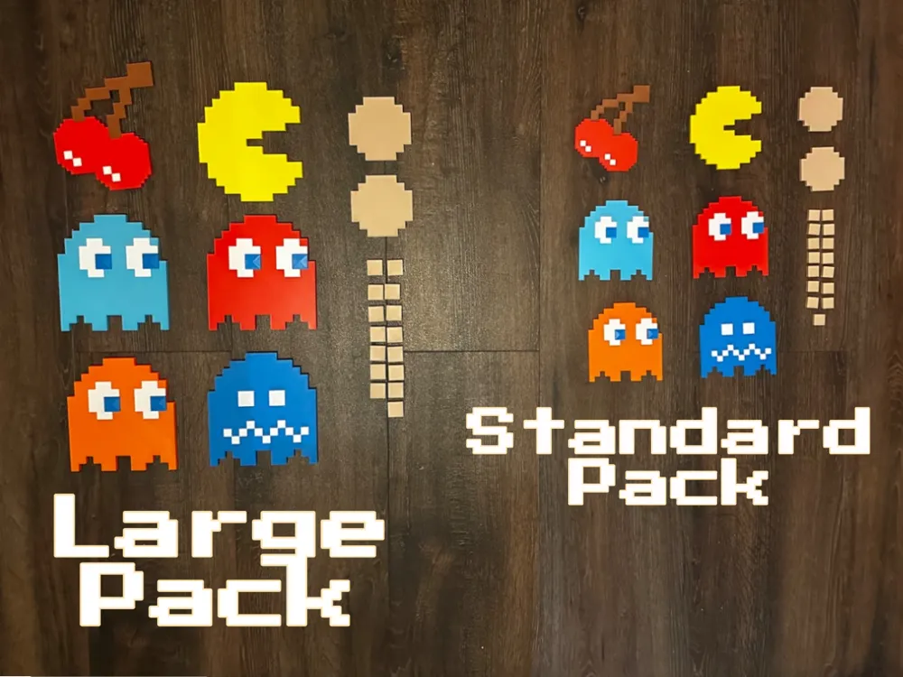 Retro Pac-Man Pixel Wall Art Set - Free 3D Print Model - MakerWorld