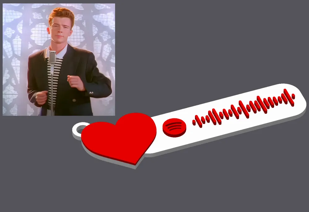 Heart Keychain Spotify Code - Rick Roll Remixed by TaylorN - MakerWorld