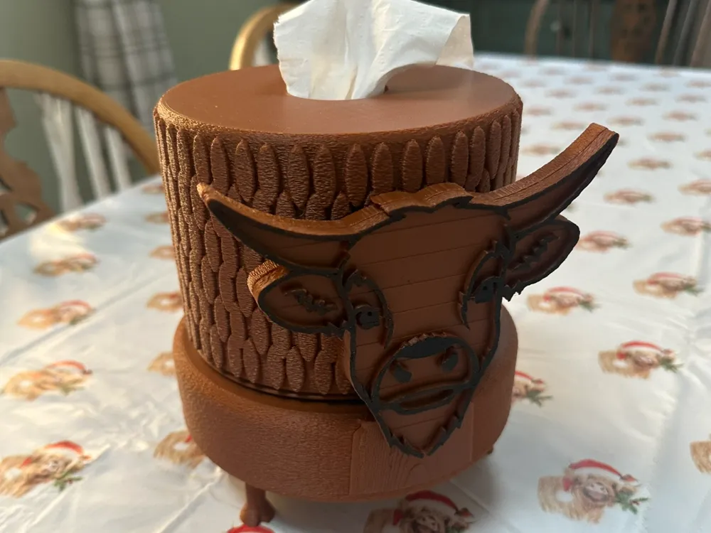 Highland cow/ cow tissue box, screw on top tissue - Free 3D Print Model ...