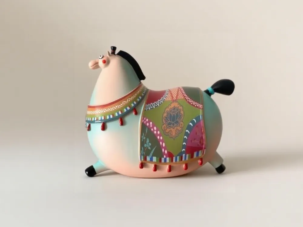 Grossis sur le champ - Le grand cheval dodu (cheval gras) - Mascotte de ...